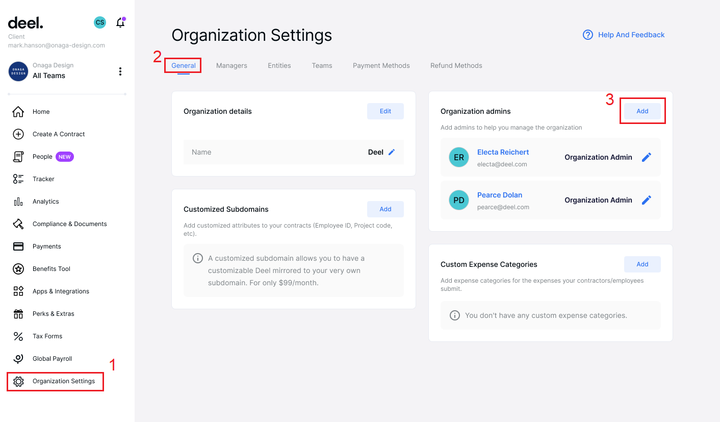 How To Add Organization Admins – Deel