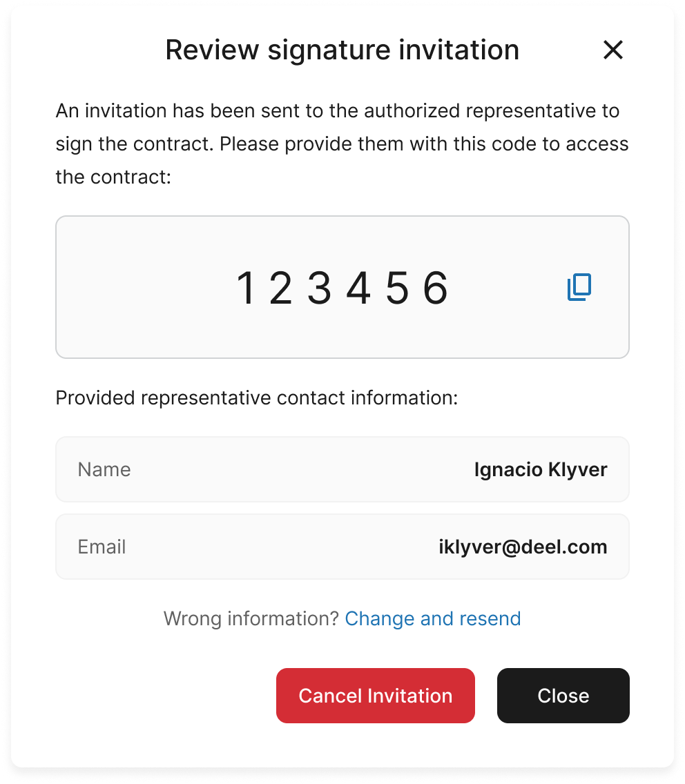 Can someone else sign the contract that I created? – Deel